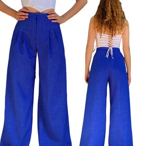Wide Leg Pleated Pants Ultra High Waisted || PDF Sewing Pattern || Size ...