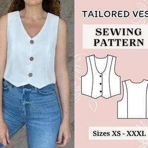 Vest Sewing Pattern Pdf Sewing Pattern Waistcoat Sewing Pattern Top ...