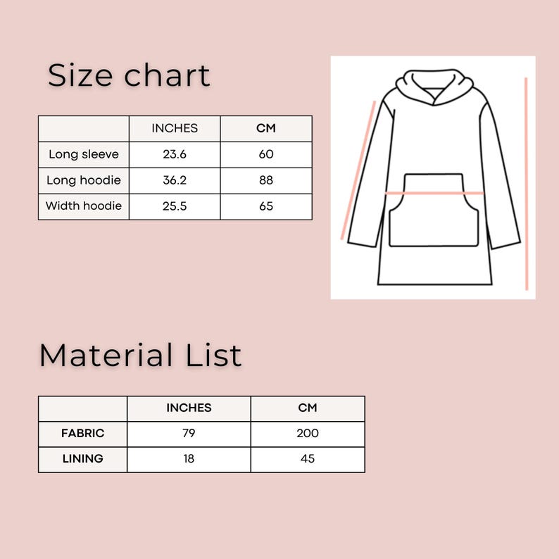 Oversized Hoodie PDF Sewing Pattern | One Size | Unisex Sewing Pattern ...