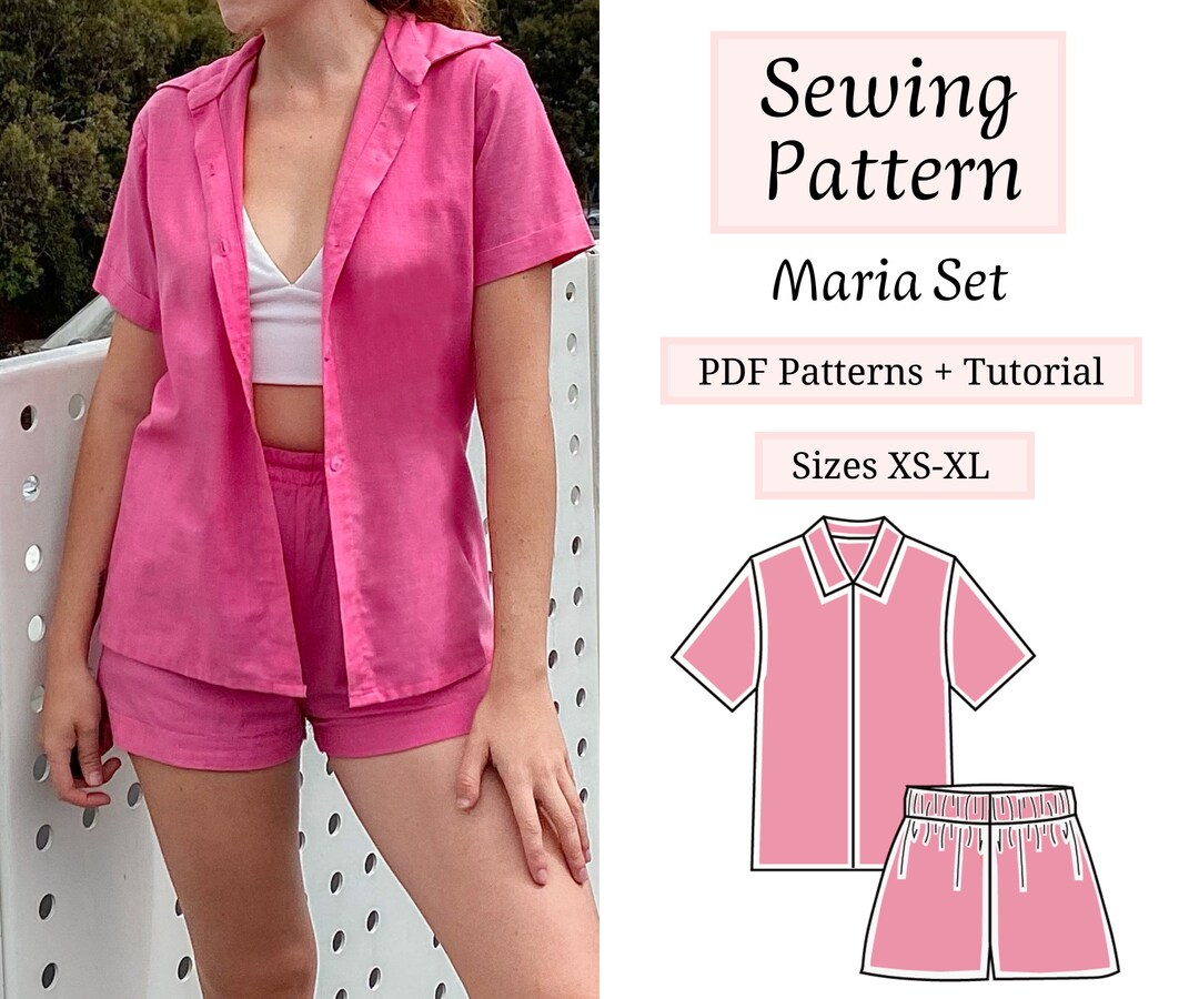 Set Sewing Pattern Size XS-XL Shirt Pattern Shorts - Etsy