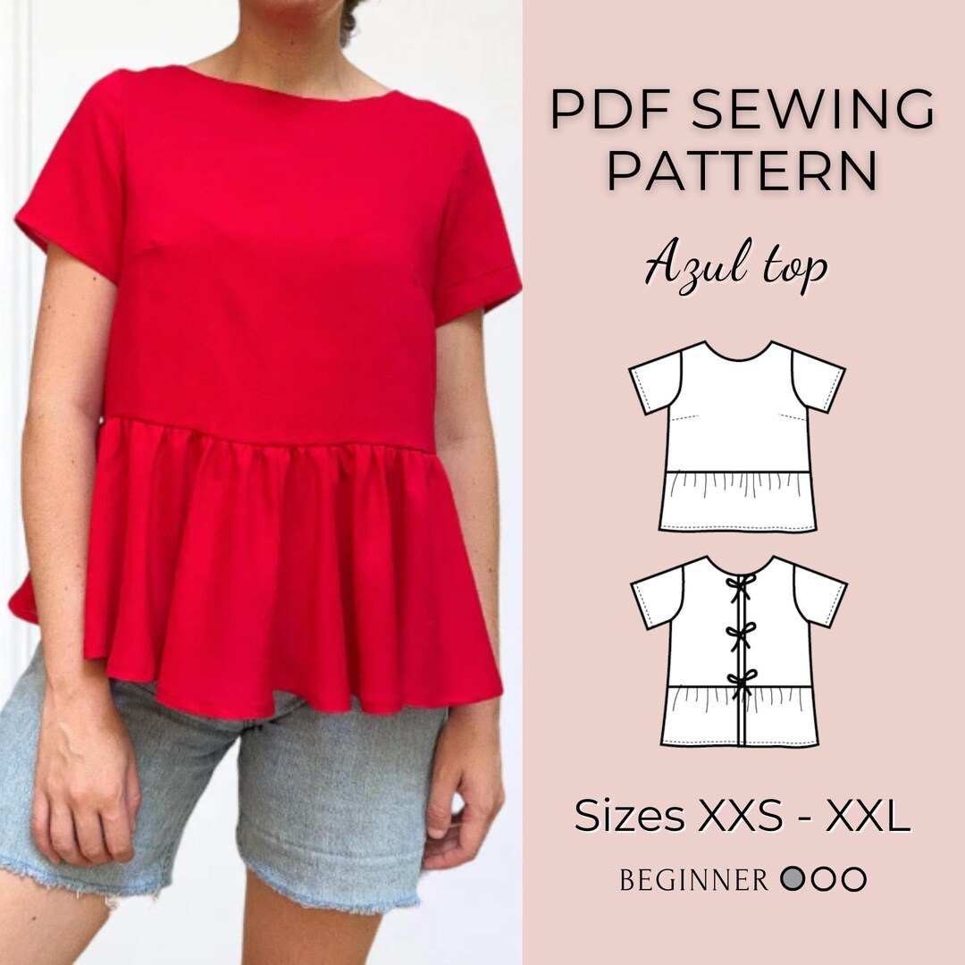 Women Top Pattern | Pdf Sewing Pattern | Sleeve Tie Top Pattern | Tie ...