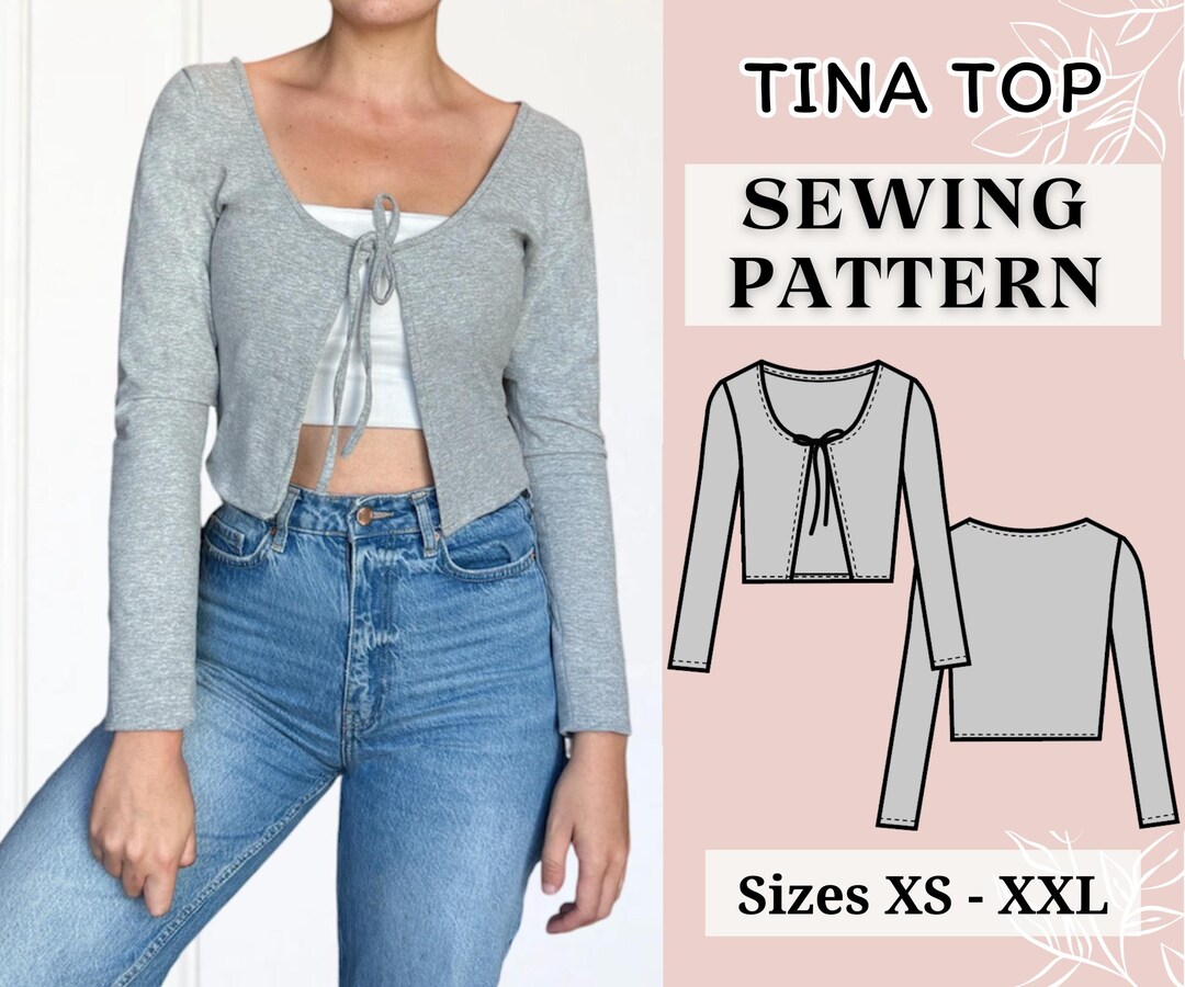 Women Top Pattern Pdf Sewing Pattern Puffed Sleeve Peplum Tie Top ...