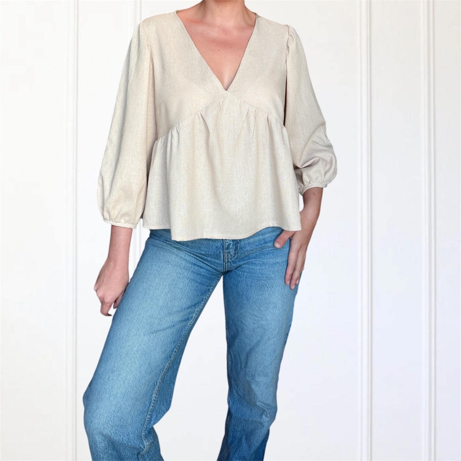 Women Top Pattern | Pdf Sewing Pattern | Puffed Sleeve Peplum Tie Top ...