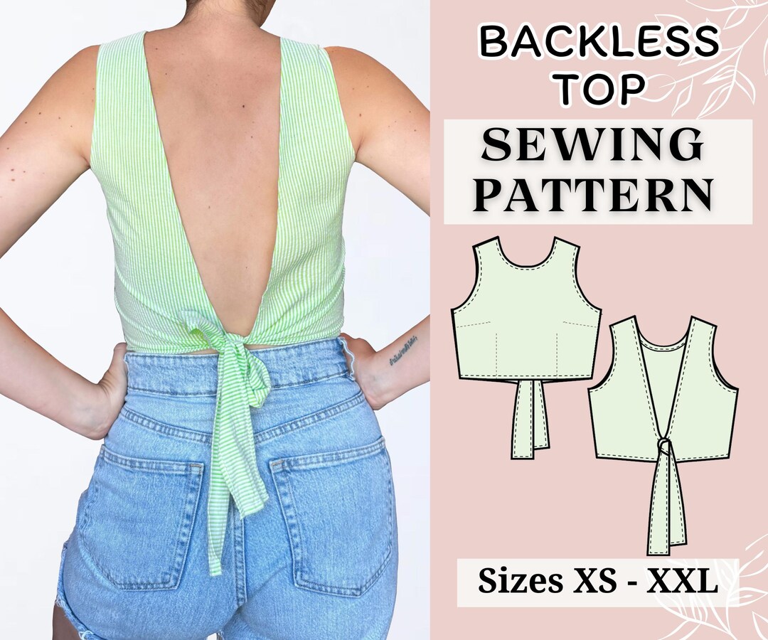Women Top Pattern | Pdf Sewing Pattern | Backless Top Pattern | Tie Top ...