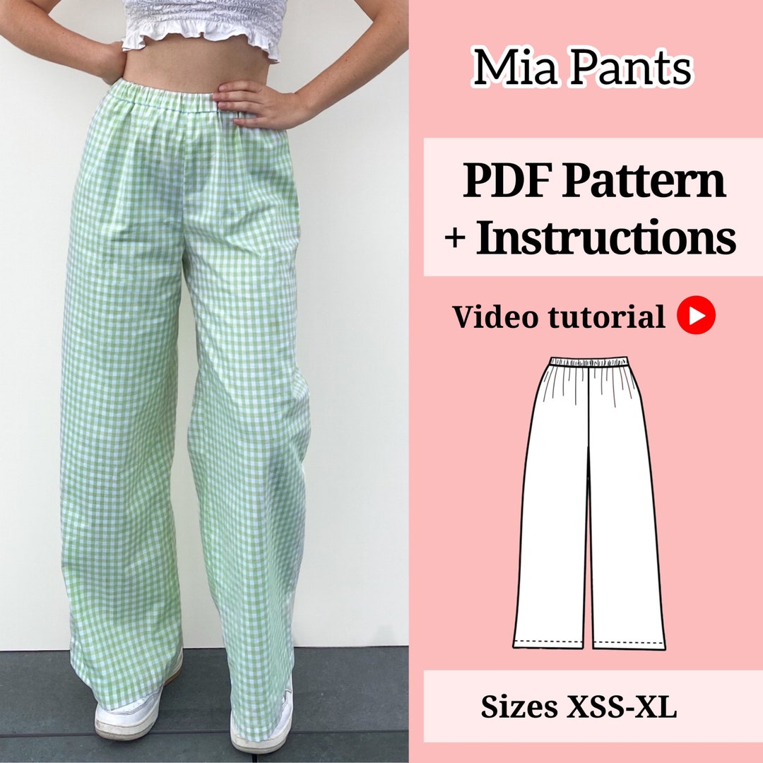 Pants Sewing Pattern Hight Waist Pants PDF Sewing Patterns Instant ...