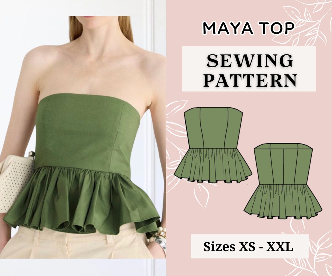 Ruffle Top Sewing Pattern | Corset Pattern | Peplum Top Pattern ...