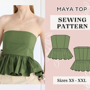 Ruffle Top Sewing Pattern | Corset Pattern | Peplum Top Pattern ...