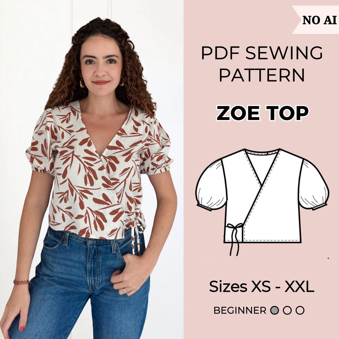 Pdf Sewing Pattern | Women Top Pattern| Puffed Sleeve Peplum Tie Top ...