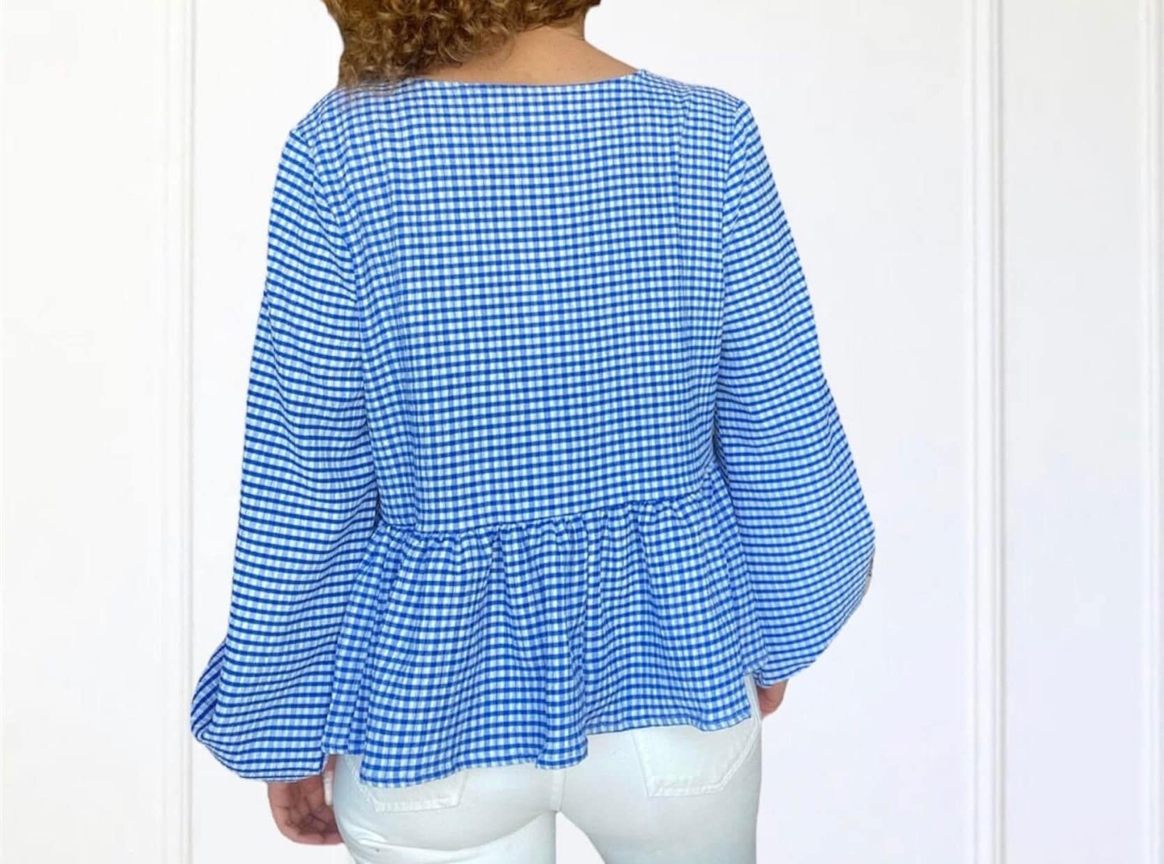 Women Top Pattern | Pdf Sewing Pattern | Puffed Sleeve Peplum Tie Top ...