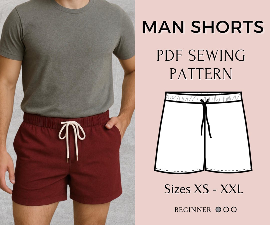 Men's Summer Shorts Sewing Pattern: PDF Digital Download (XS-XXL A4/A0 ...