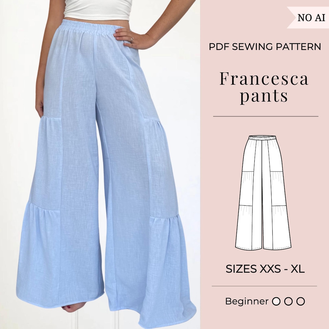 Pants Sewing Pattern | Hight Waist Pants | PDF Sewing Patterns ...