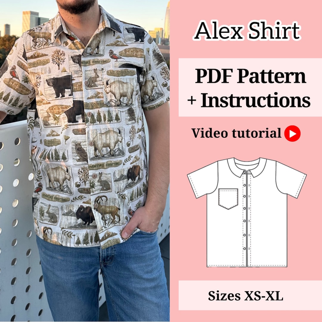 Pdf Sewing Pattern Men Shirt Sewing Pattern Men's Sizes XS-XL - Etsy