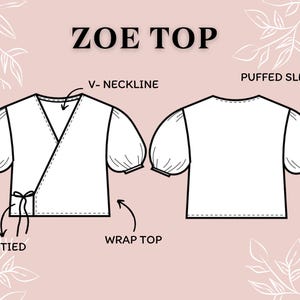 Pdf Sewing Pattern | Women Top Pattern| Puffed Sleeve Peplum Tie Top ...