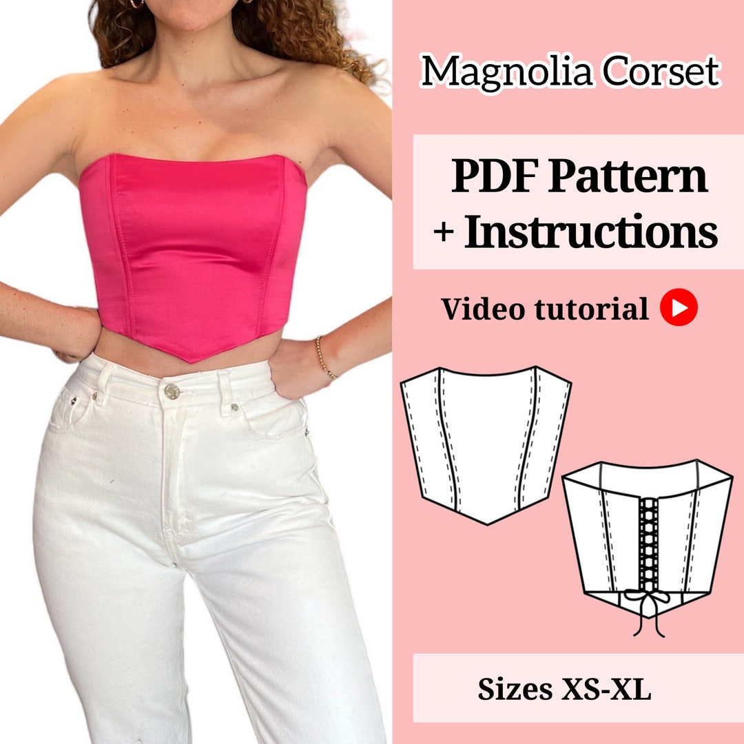 Patrón Corset PDF Video Tutorial // Talla XS-XL // Patrón Corset ...