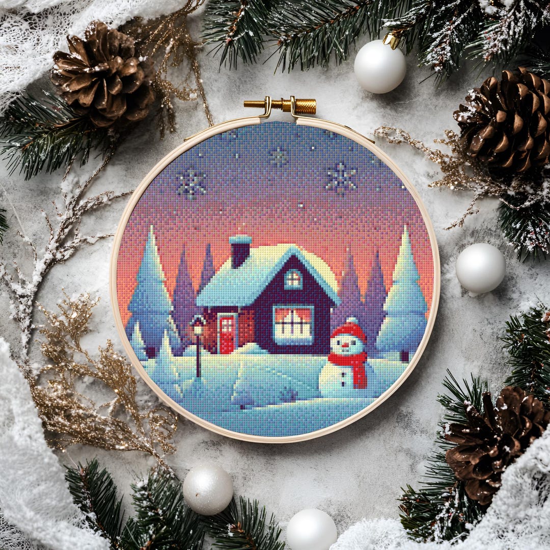 Cozy Winter Cabin Cross-stitch Pattern - Etsy