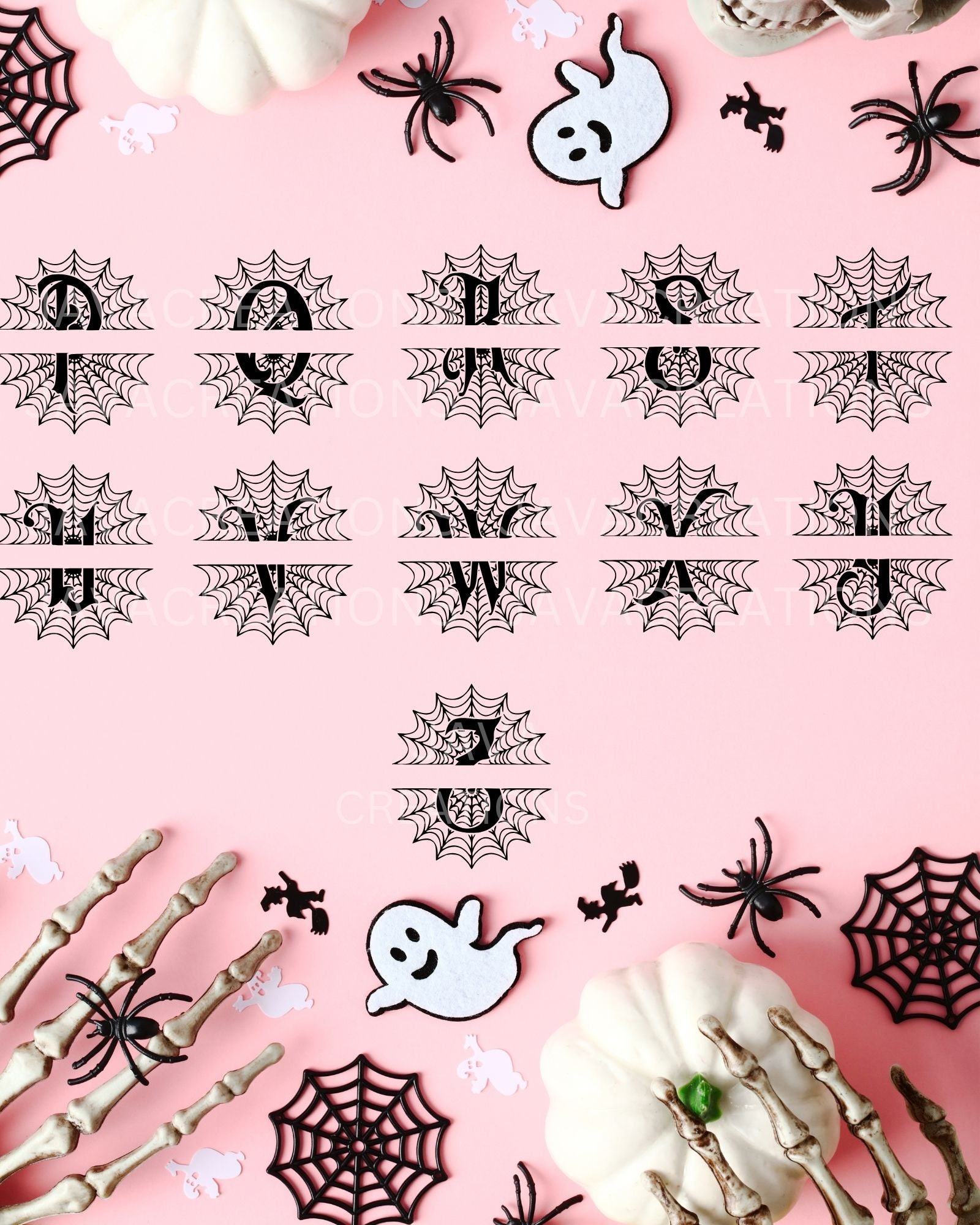 Halloween Split Monogram SVG. Halloween Alphabet Monogram Letters ...