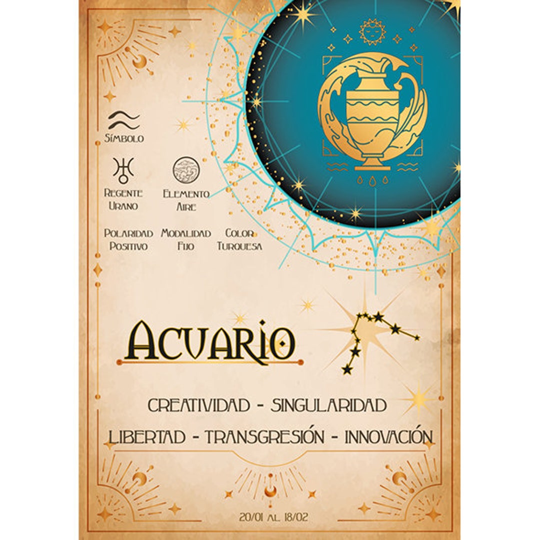 Carteles De Los Signos Del Zodíaco Horóscopo Acuario / Impresión ...