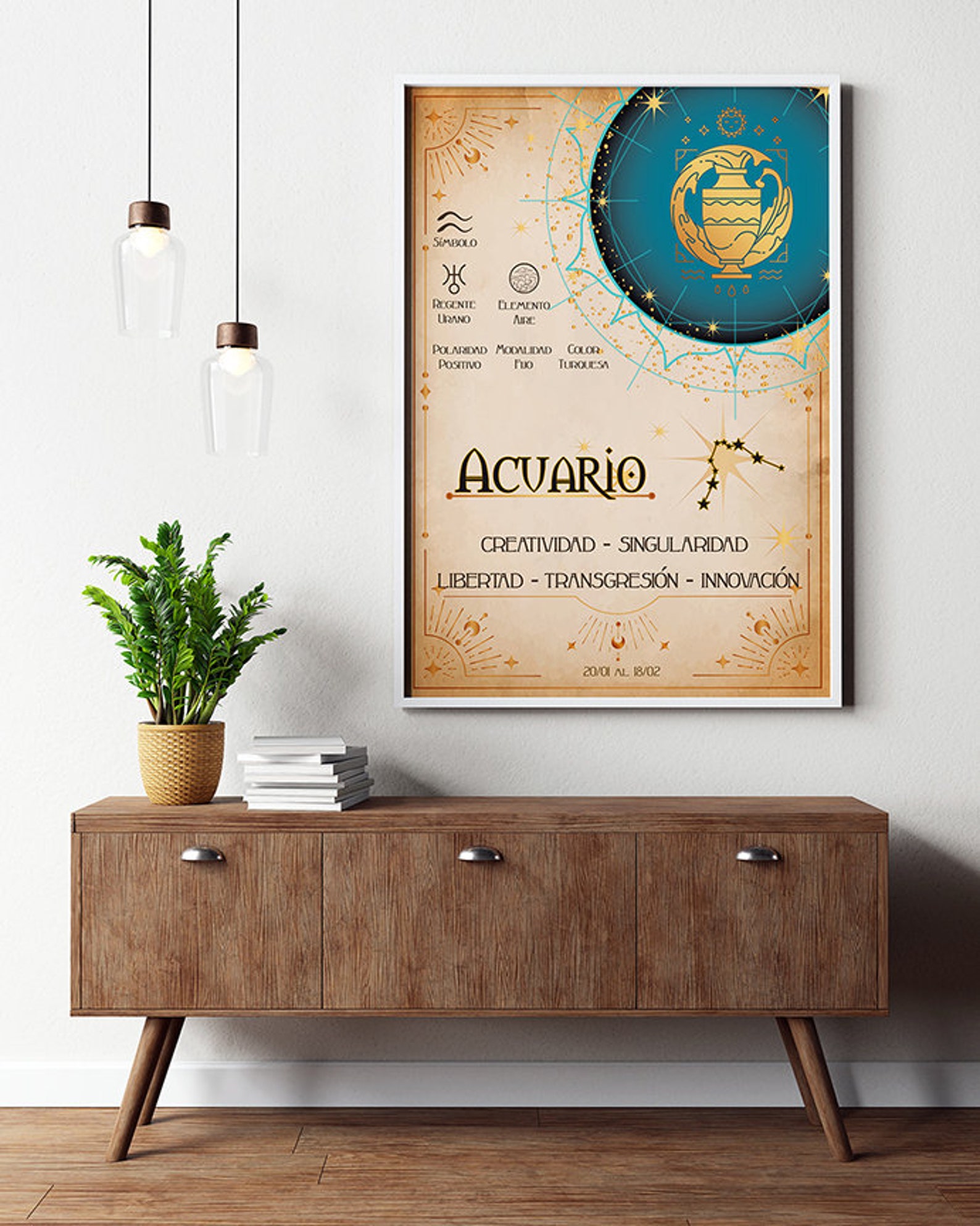 Carteles De Los Signos Del Zodíaco Horóscopo Acuario / Impresión ...