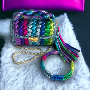Handmade Multi Color Metallic Bag, Luxury Crochet Womens Bag,desing ...