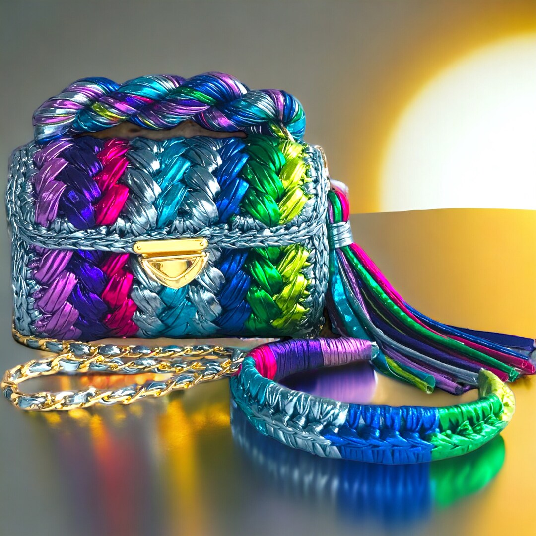 Handmade Multi Color Metallic Bag, Luxury Crochet Womens Bag,desing ...