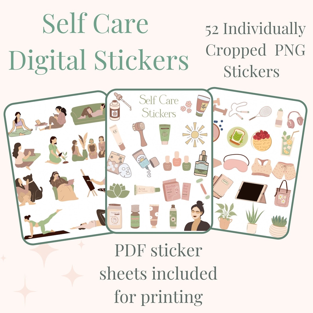 Self Care Digital Stickers, Goodnotes Stickers, Pre Cropped Goodnotes ...