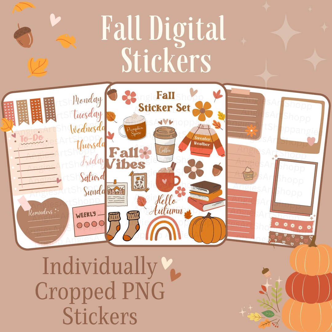 Fall Digital Stickers Autumn Stickers Fall Planner Stickers - Etsy