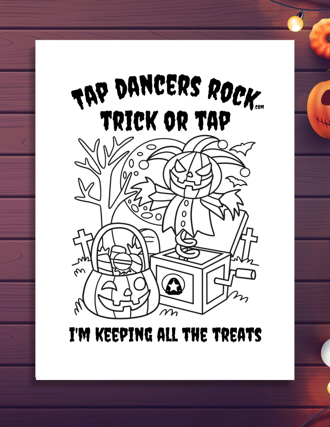 Halloween Coloring Page for Tap Dancers, Trick or Tap Printable ...