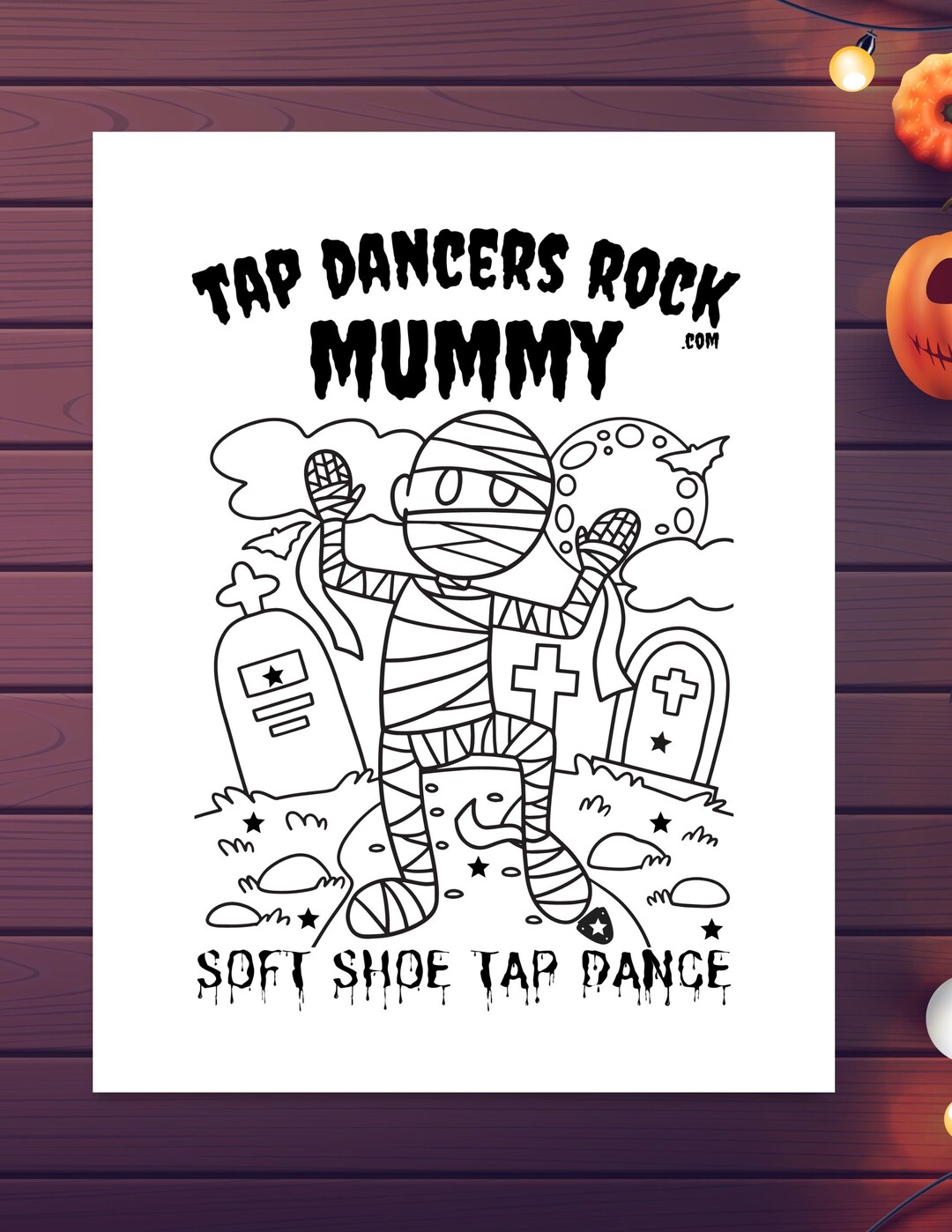 Halloween Coloring Page, Tap Mummy Soft Shoe Tap Dance, Tap Dancers Fun ...