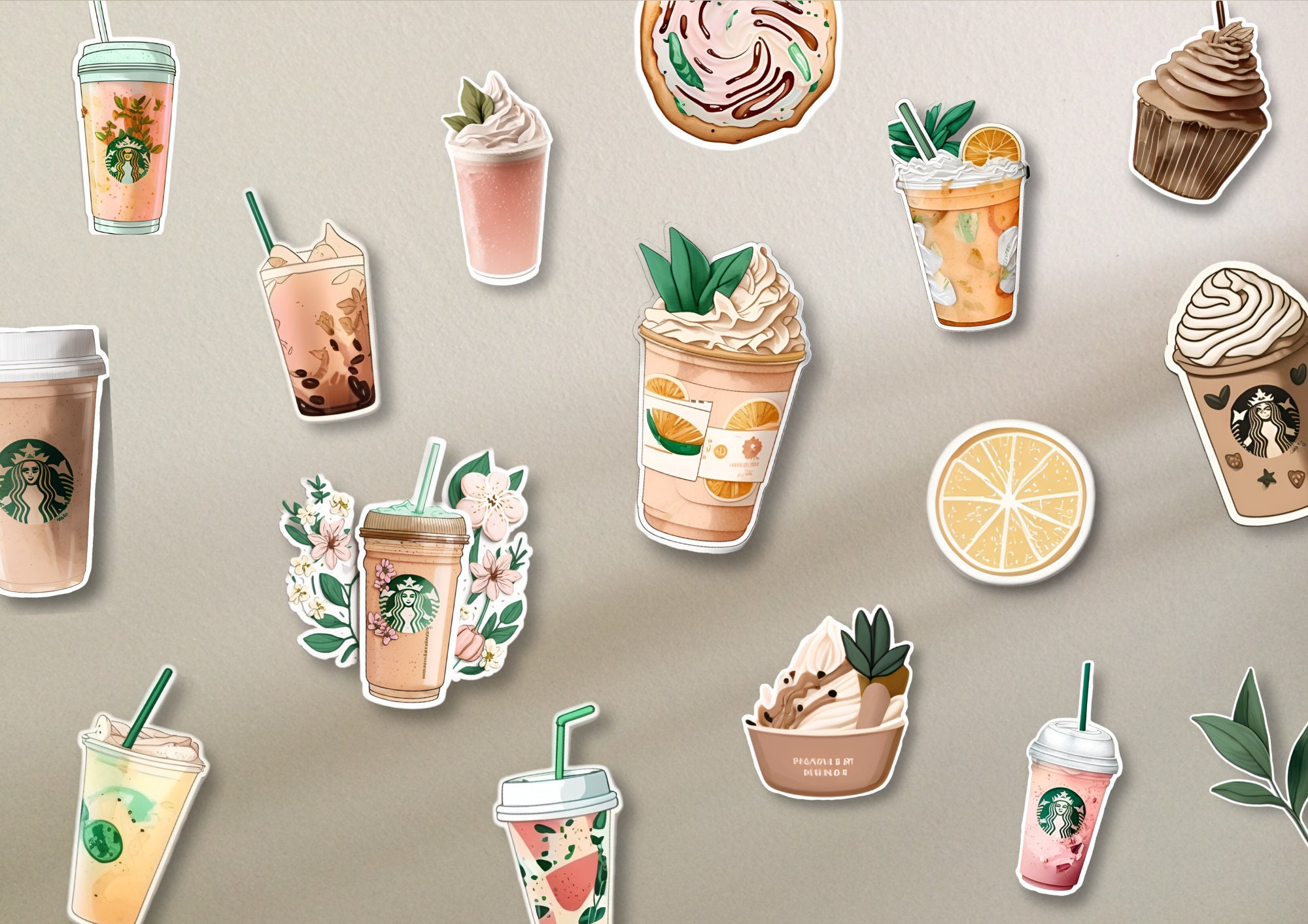 Coffee Icons Digital Stickers Pre-cropped Digital Stickers PNG Stickers ...