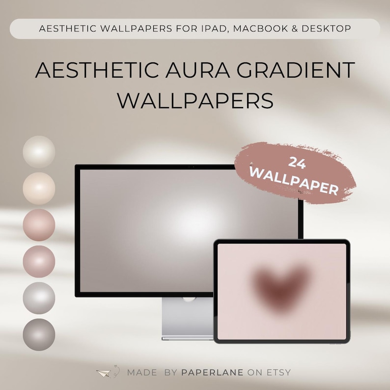 Neutral Aura Gradient Wallpaper | Minimalist Desktop & Tablet (digital ...