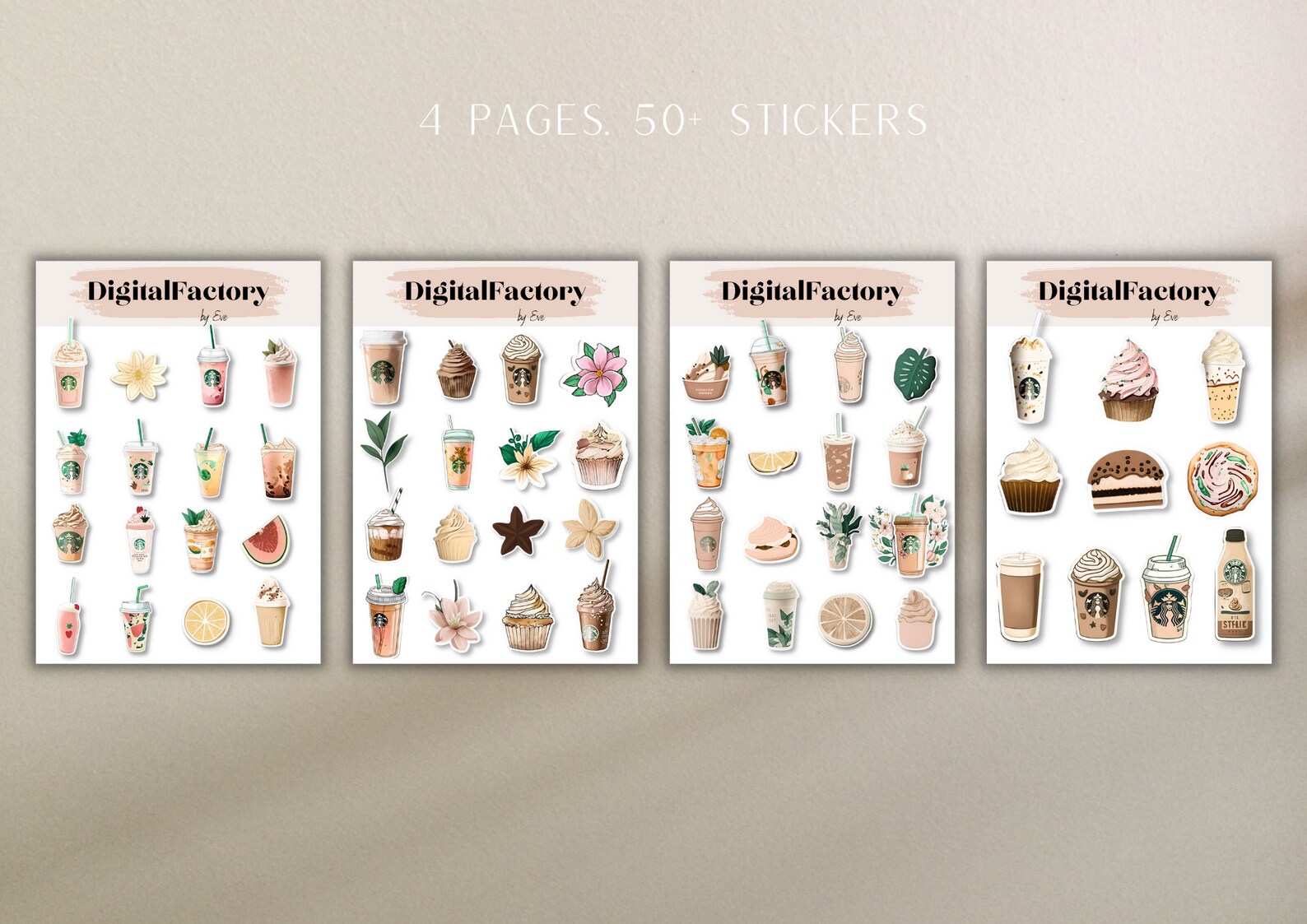 Coffee Icons Digital Stickers Pre-cropped Digital Stickers PNG Stickers ...