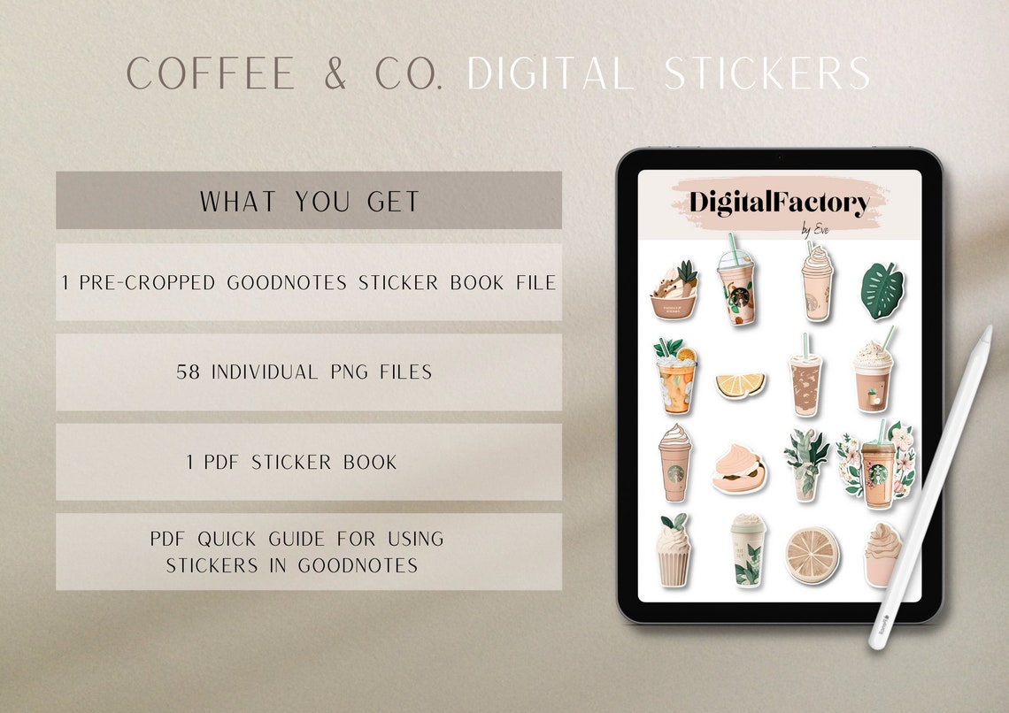 Coffee Icons Digital Stickers Pre-cropped Digital Stickers PNG Stickers ...