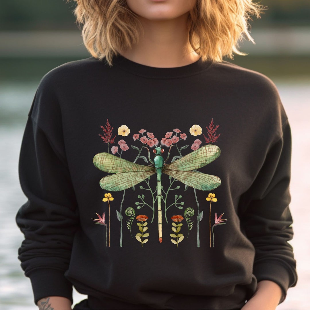 Dragonfly Sweatshirt: Vintage Cottagecore Forest Design - Etsy
