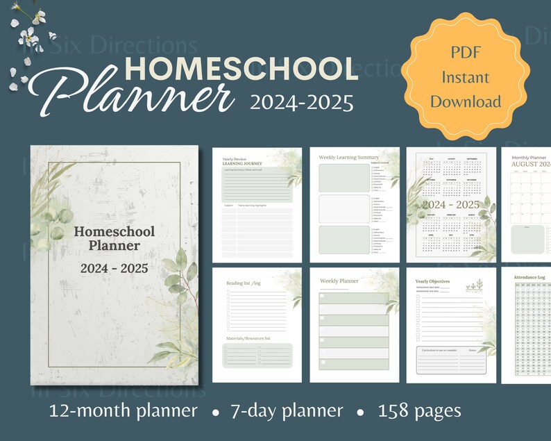 Printable Homeschool Planner, 2024-2025 Dated Homeschool Log, Simple ...