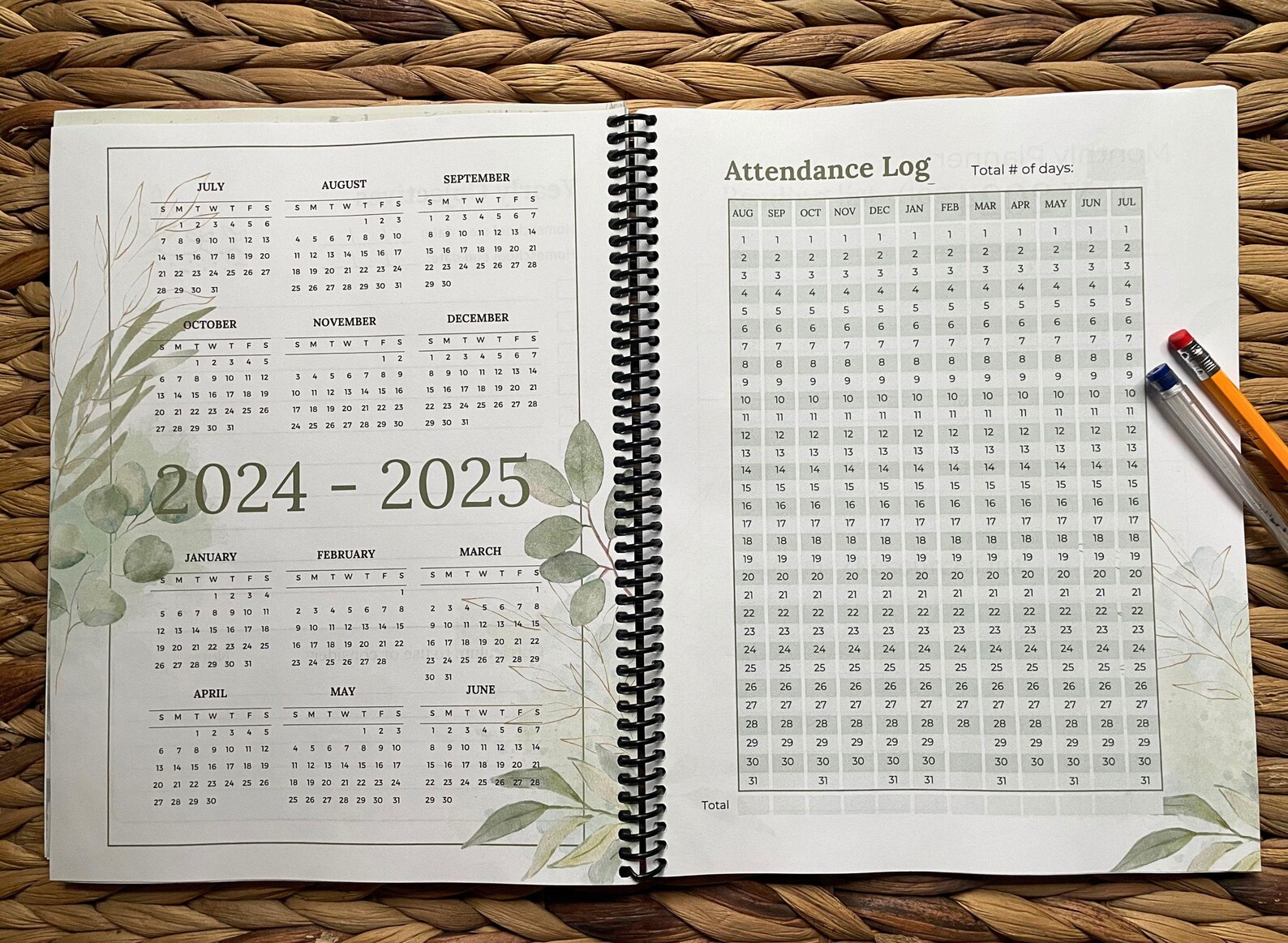 2024-2025 Dated Homeschool Planner, Simple Homeschool Record Keeping ...