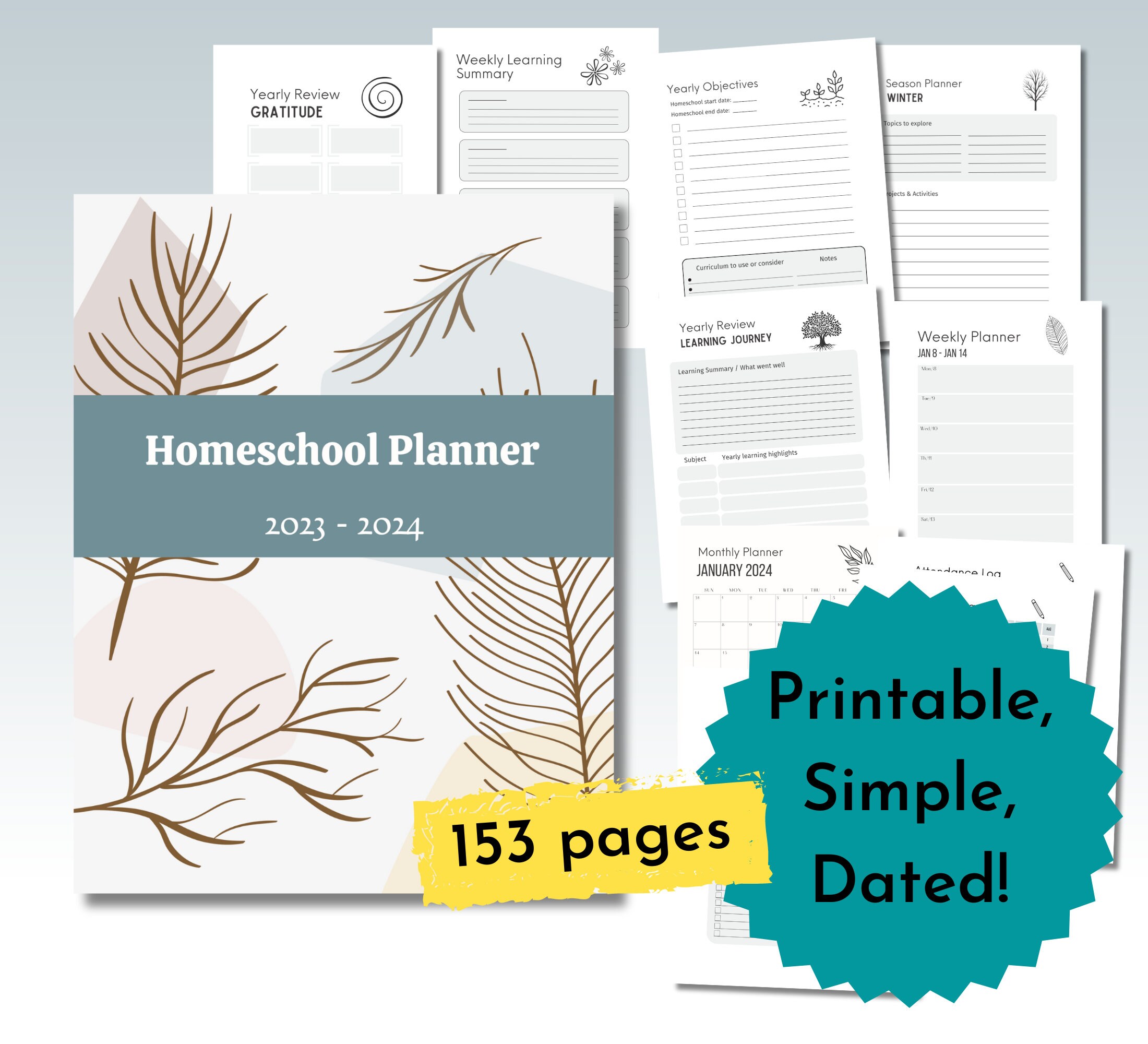 Printable Homeschool Planner 2023-2024 Dated Homeschool - Etsy