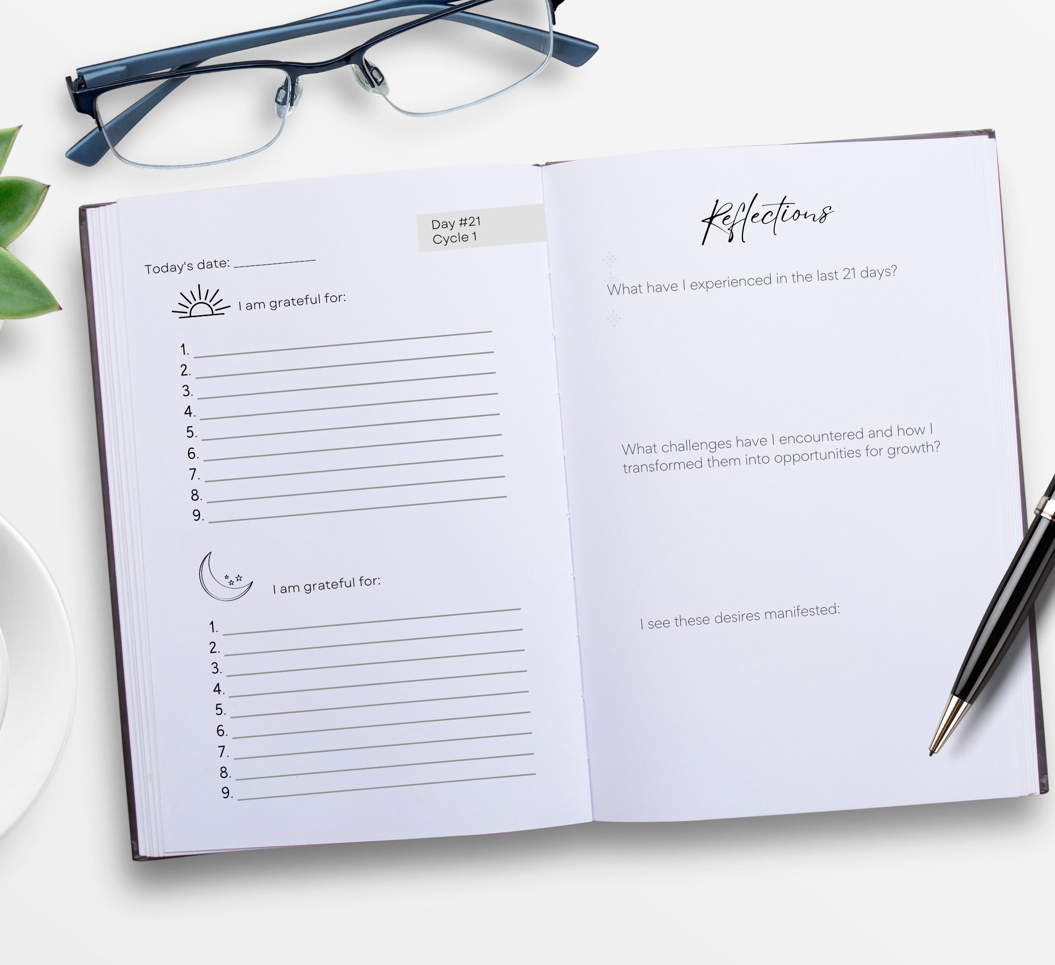 Gratitude Journal With Vision Board, Law of Attraction Notebook, Flower ...