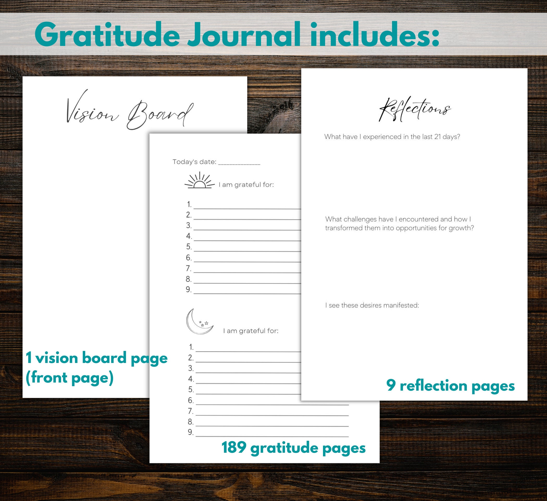 Gratitude Journal With Vision Board, Law of Attraction Notebook, Flower ...