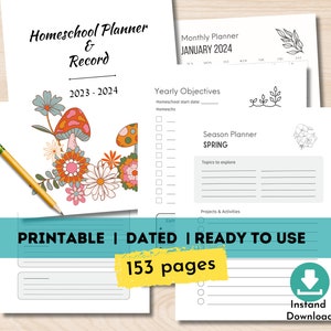 Simple 2023 2024 Dated Homeschool Planner Printable Lesson - Etsy