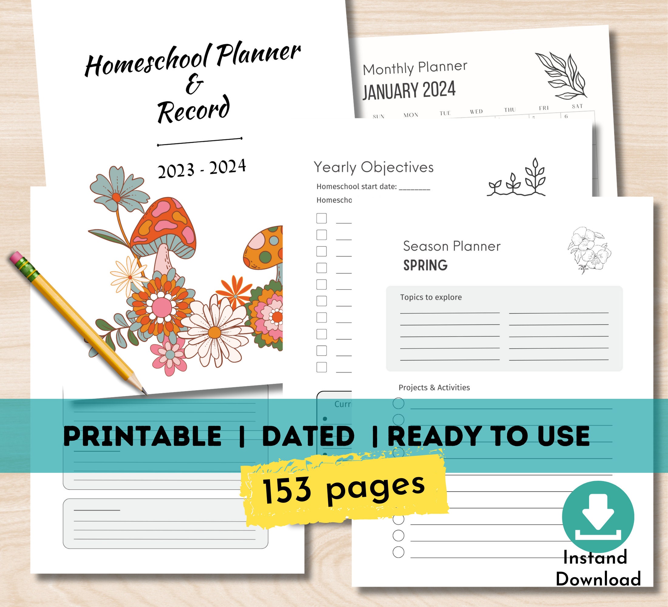Simple 2023 2024 Dated Homeschool Planner Printable Lesson - Etsy