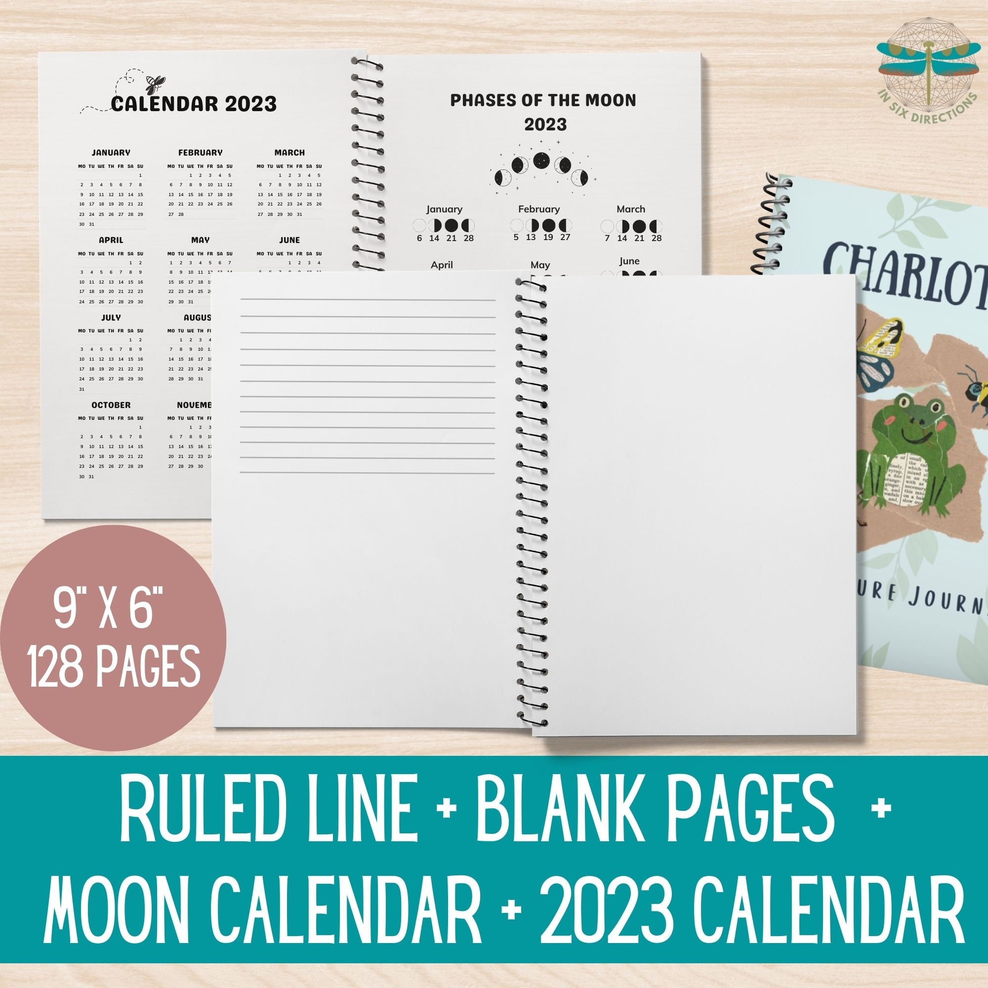 Personalized Kids Nature Journal With 2024 Calendar, 2024 Moon Phases ...