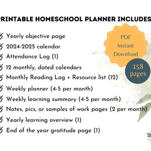 Printable Homeschool Planner, 2024-2025 Dated Homeschool Log, Simple ...
