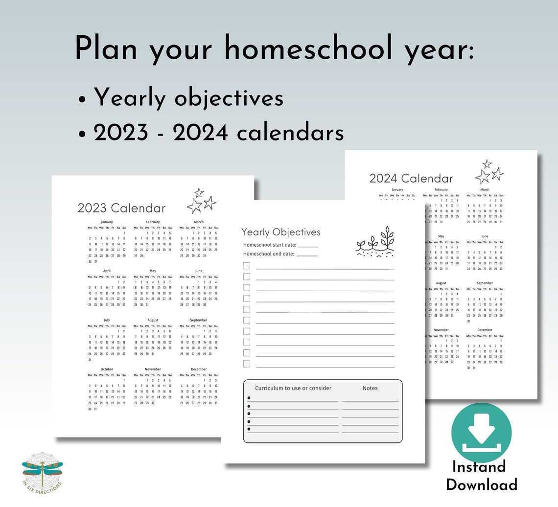 Simple 2023 2024 Dated Homeschool Planner Printable Lesson - Etsy