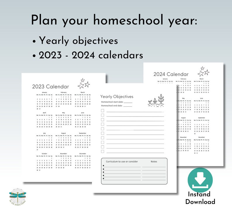 Simple 2023 2024 Dated Homeschool Planner Printable Lesson - Etsy