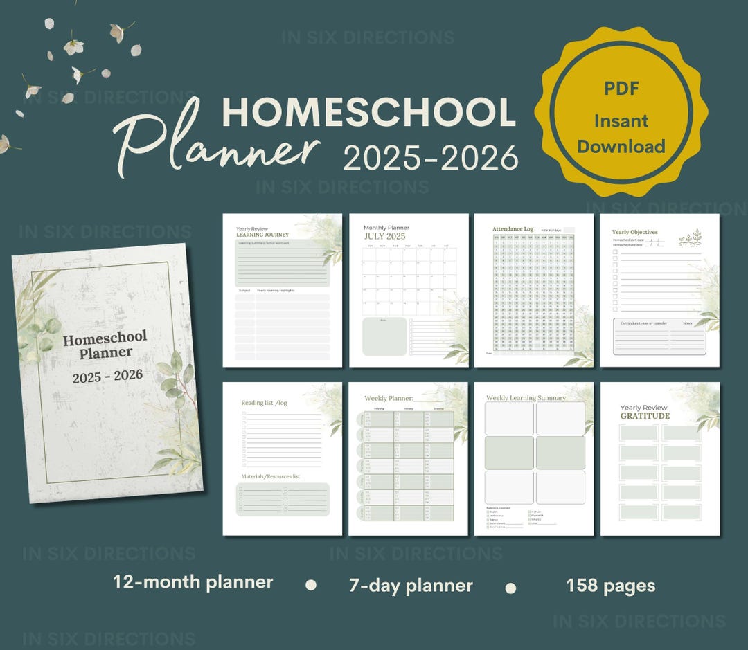 Printable Homeschool Planner, 2025-2026 Dated Homeschool Log, Simple ...