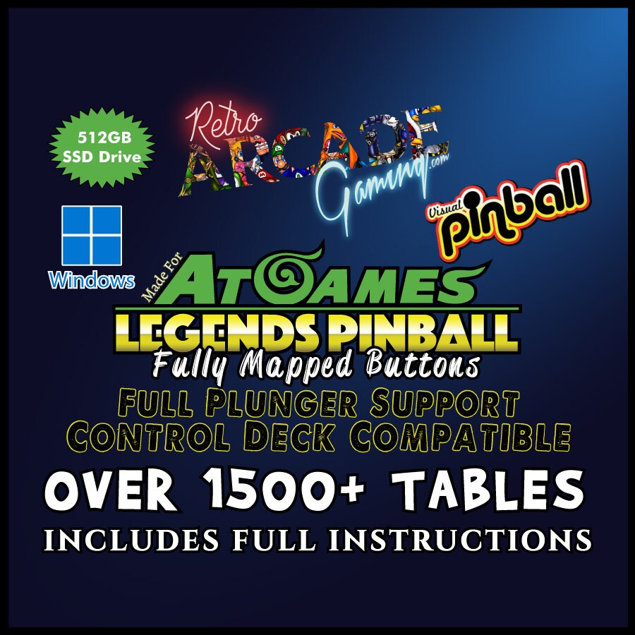 Add-on Pack 1500 Virtual / Visual Pinball Tables 1TB External SSD ...