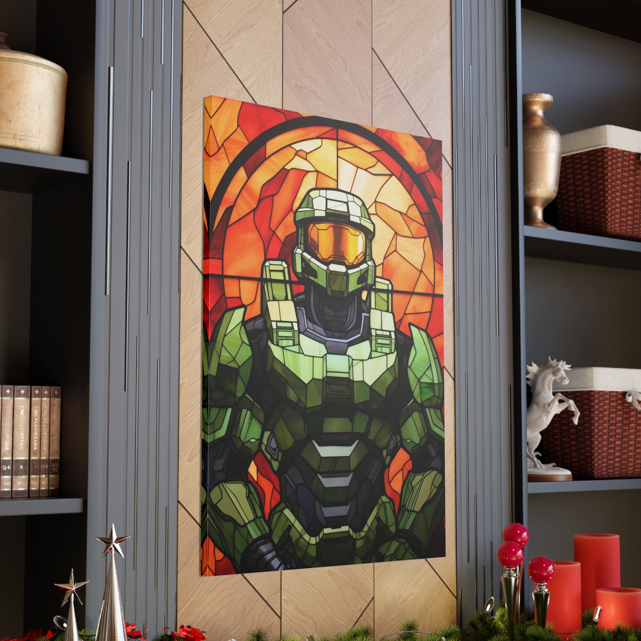 Xbox Halo Master Chief Stained Glass Style Canvas - Etsy