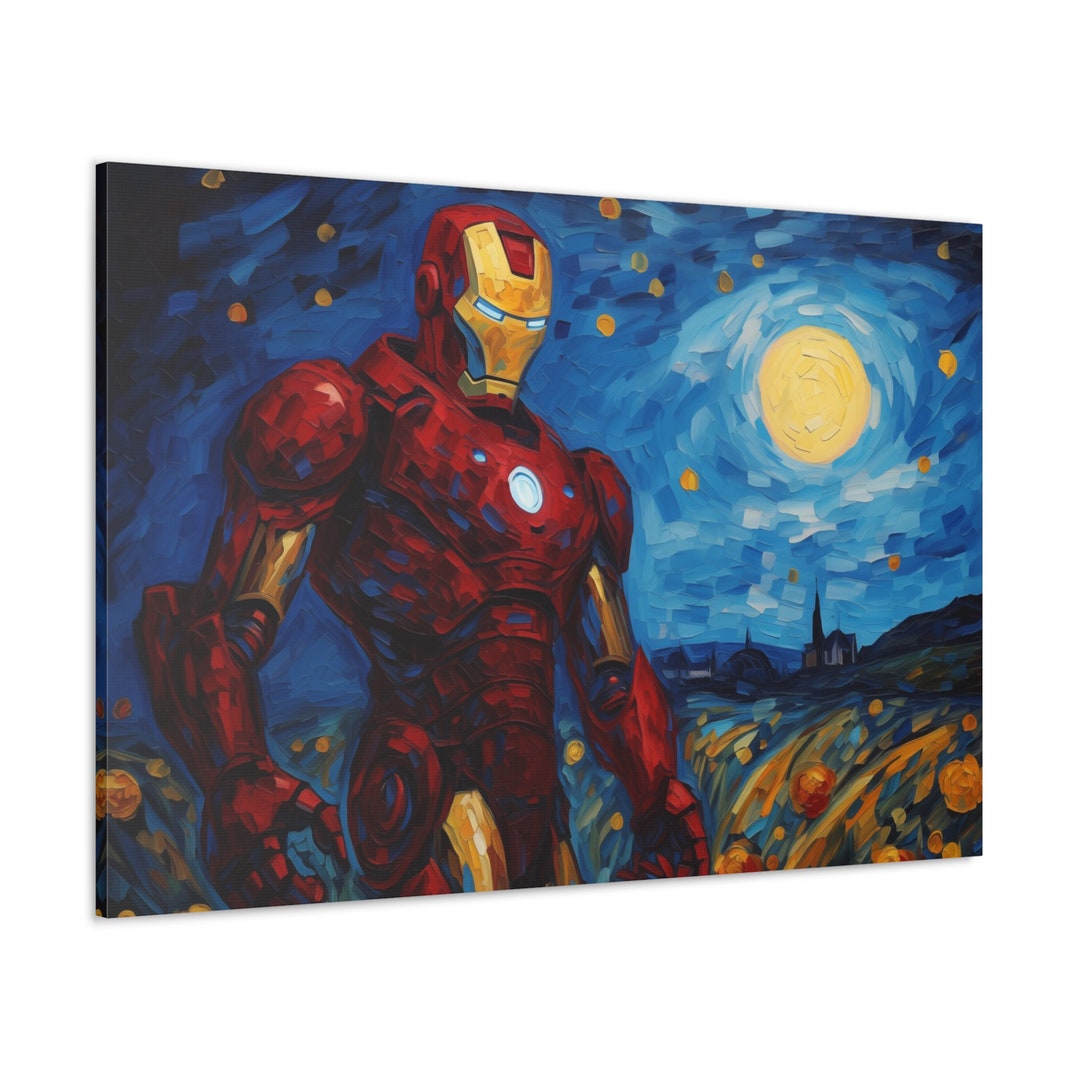 Marvel Iron Man Wall Canvas Abstract Art Van Gogh Starry Night - Etsy