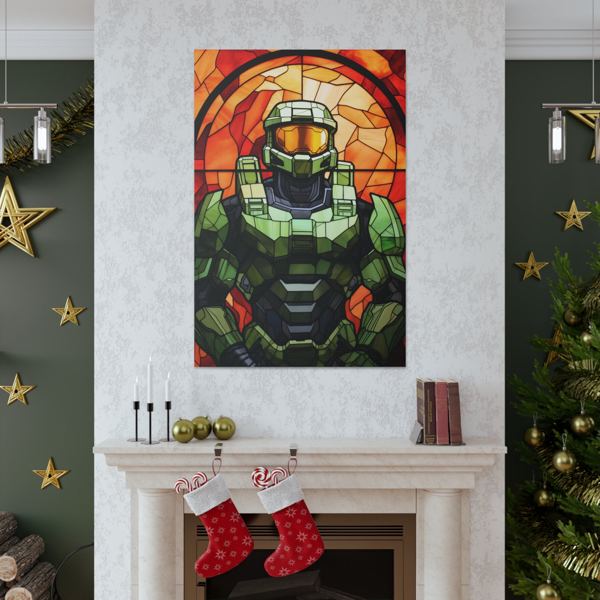 Xbox Halo Master Chief Stained Glass Style Canvas - Etsy