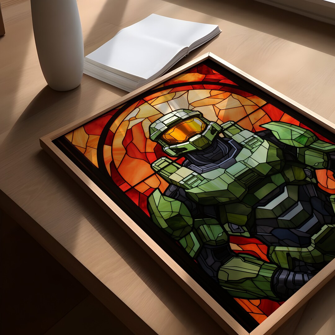 Xbox Halo Master Chief Stained Glass Poster - Etsy